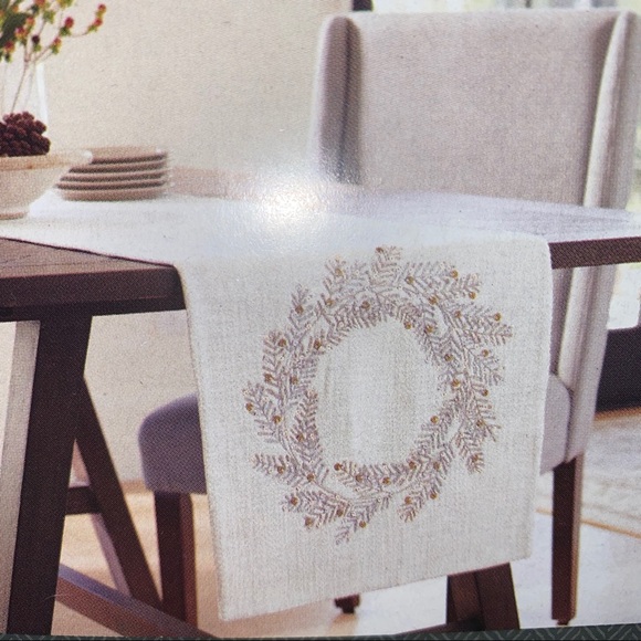 Threshold | Dining | Threshold Metallic Wreath Christmas Table Runner ...